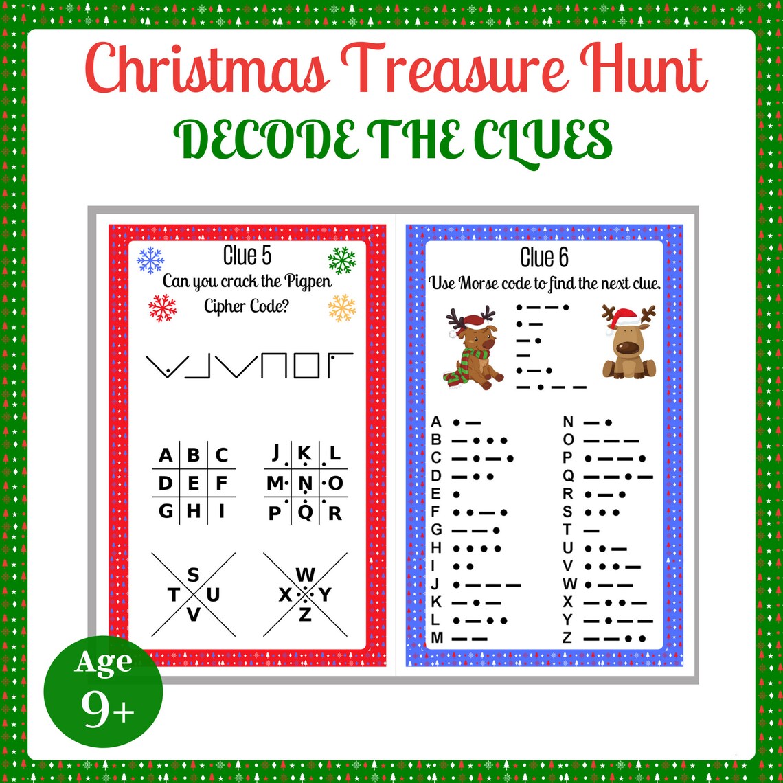 Christmas Treasure Hunt Crack the Code Christmas Indoor | Etsy