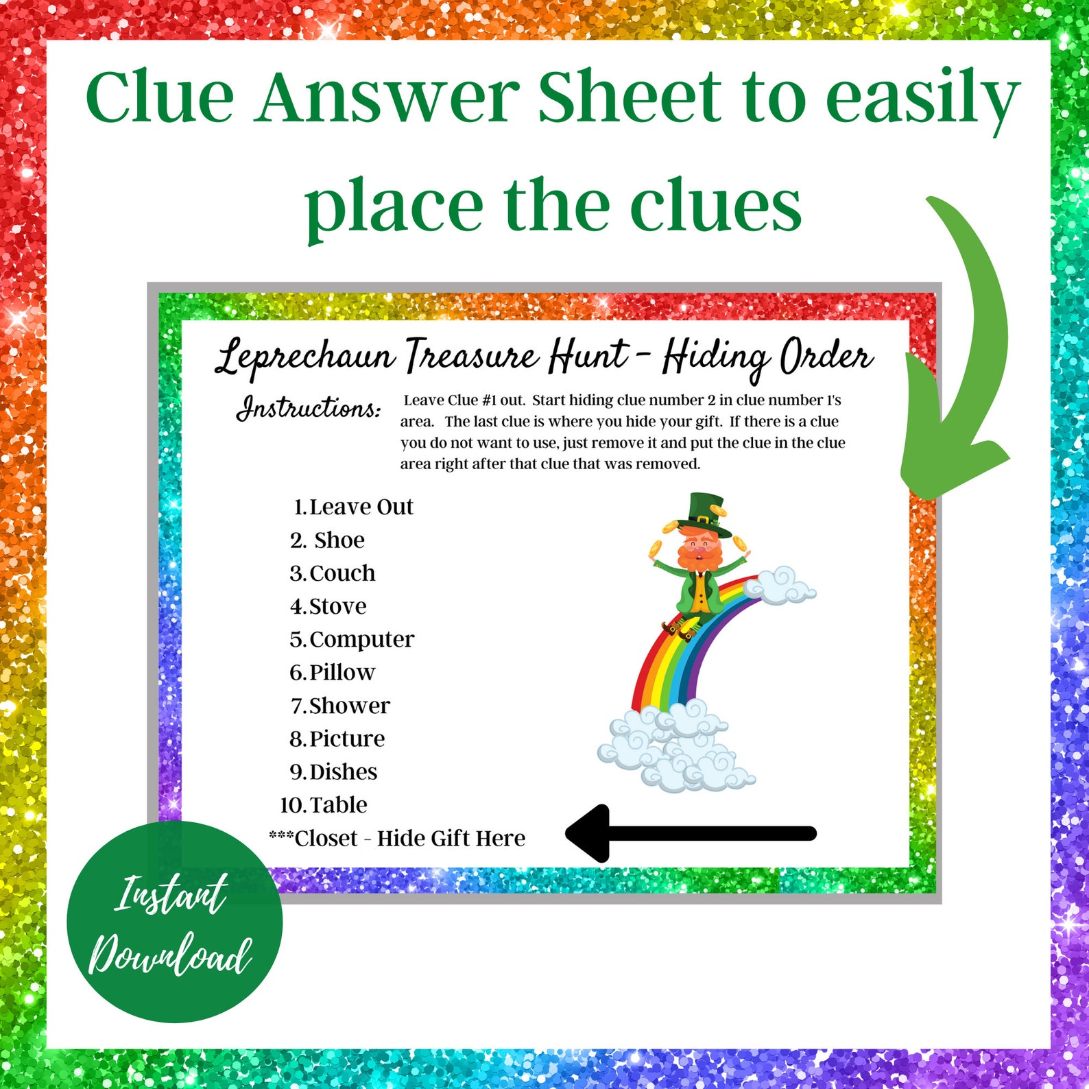 Leprechaun Treasure Hunt Indoor Saint Patrick's Day - Etsy