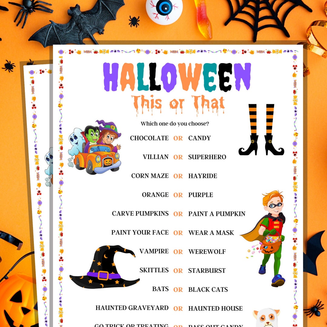 Halloween This or That Game, Game for Kids, Game for Adults, Virtual ...