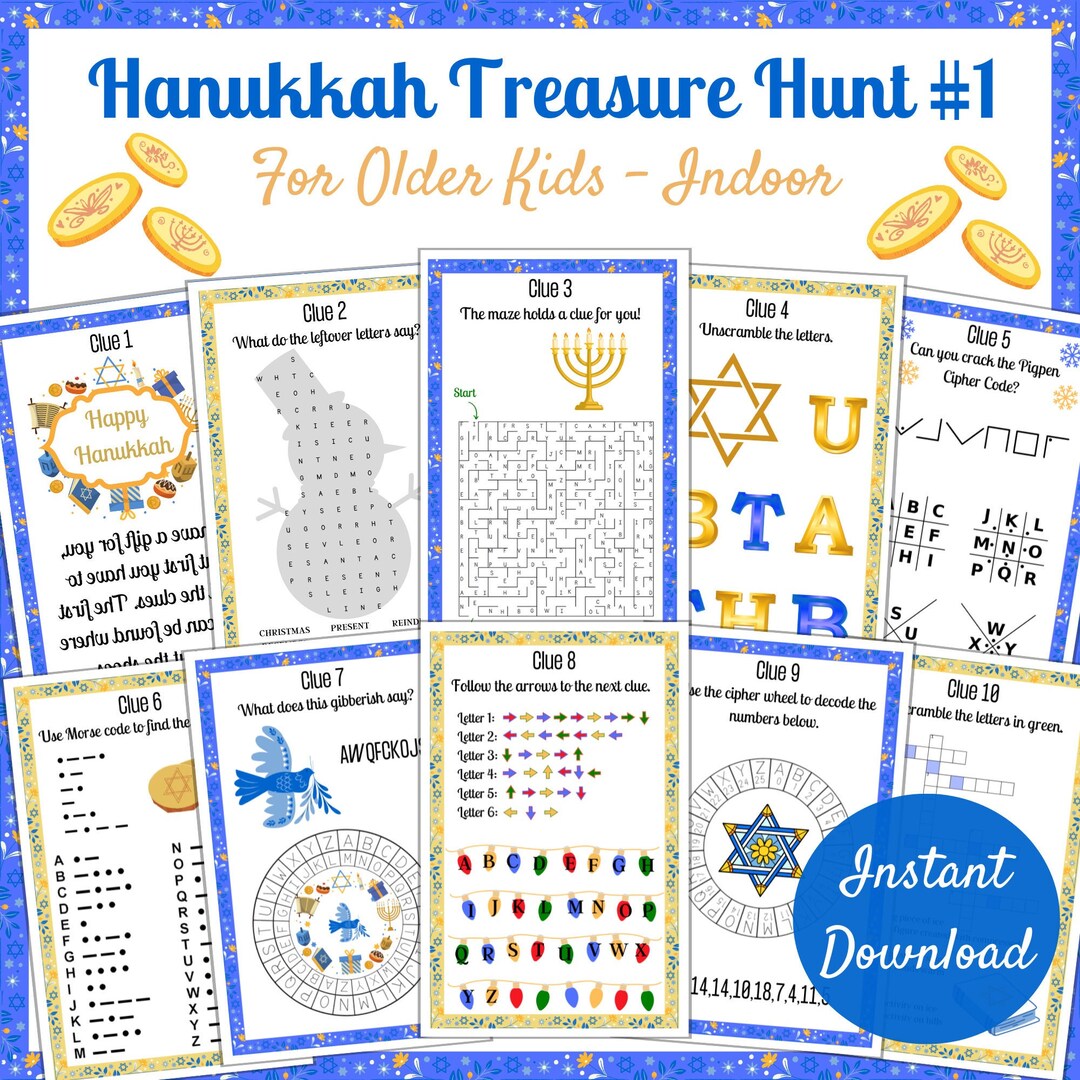Hanukkah Treasure Hunt, Chanukah Game, Hanukkah Indoor Scavenger Hunt 1 ...