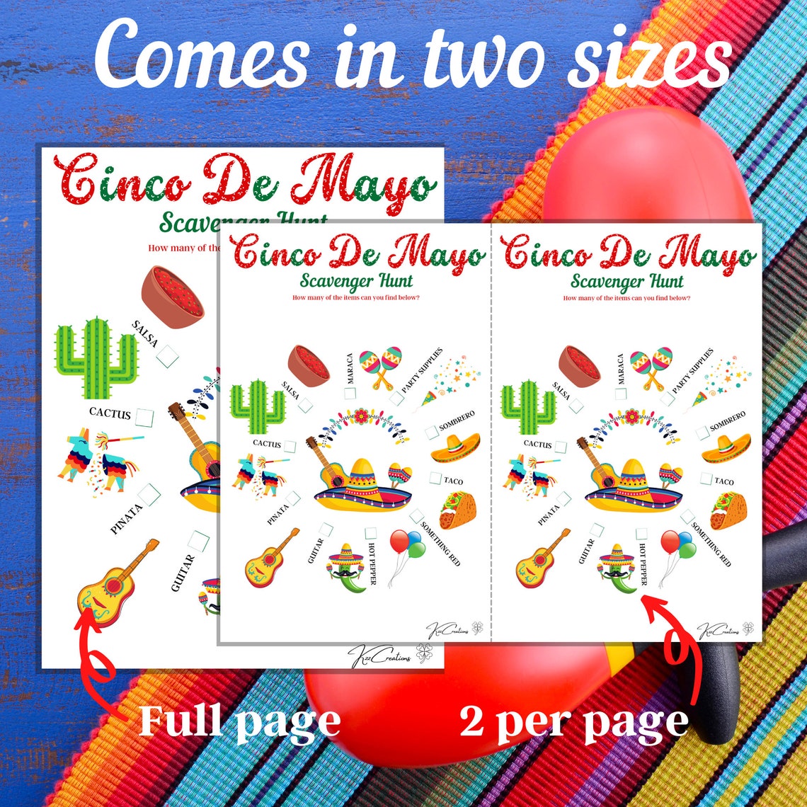 Cinco De Mayo Scavenger Hunt Game Printable Family Game - Etsy