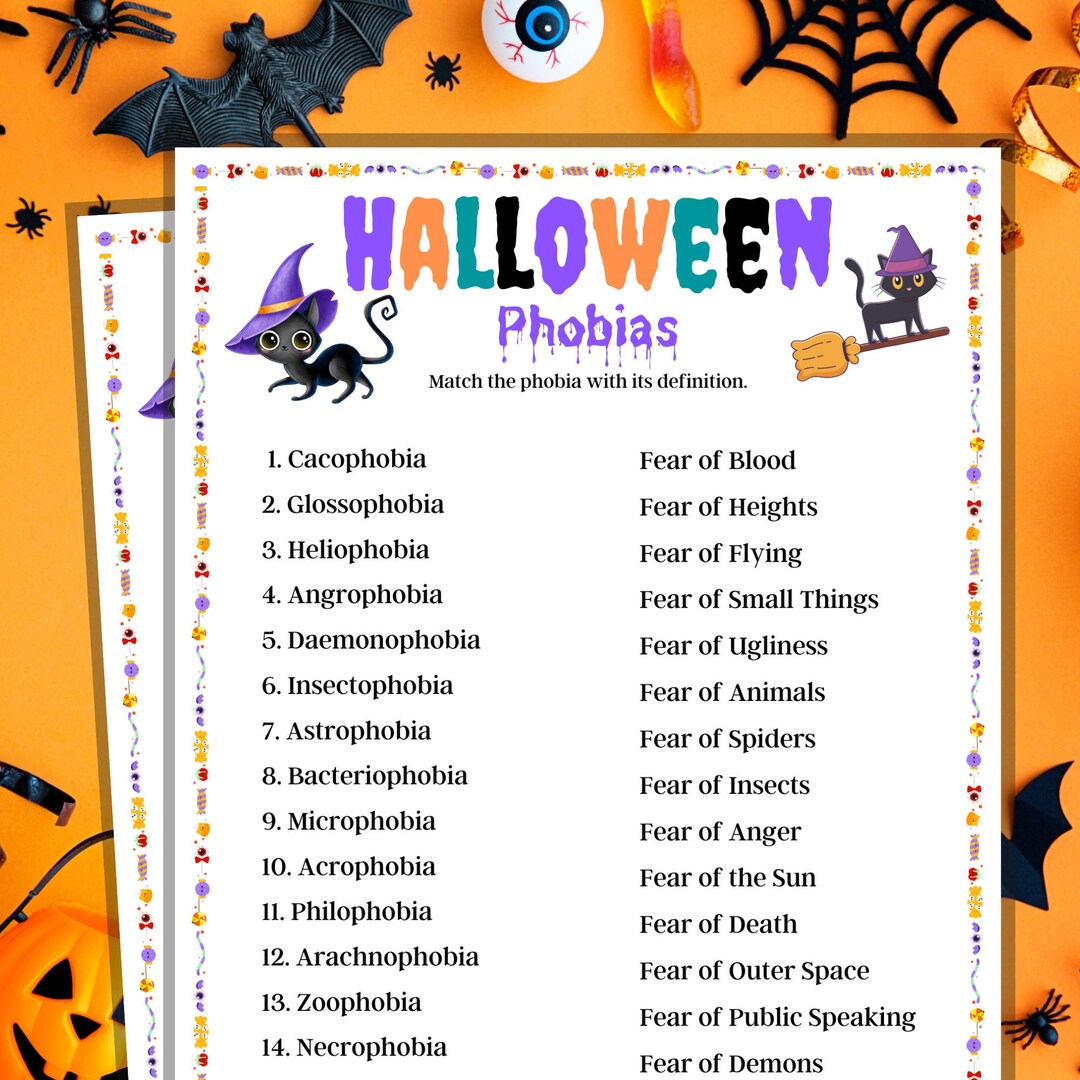 Halloween Phobias Game Game for Kids Game for Adults - Etsy