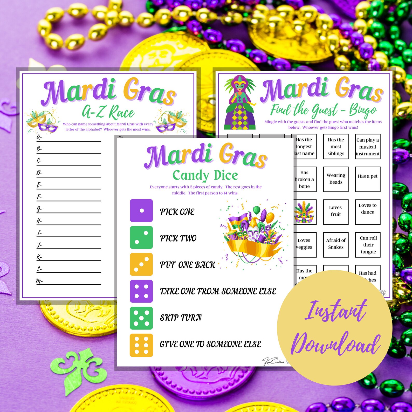 Mardi Gras Games Bundle Family Games Mardi Gras Activities - Etsy
