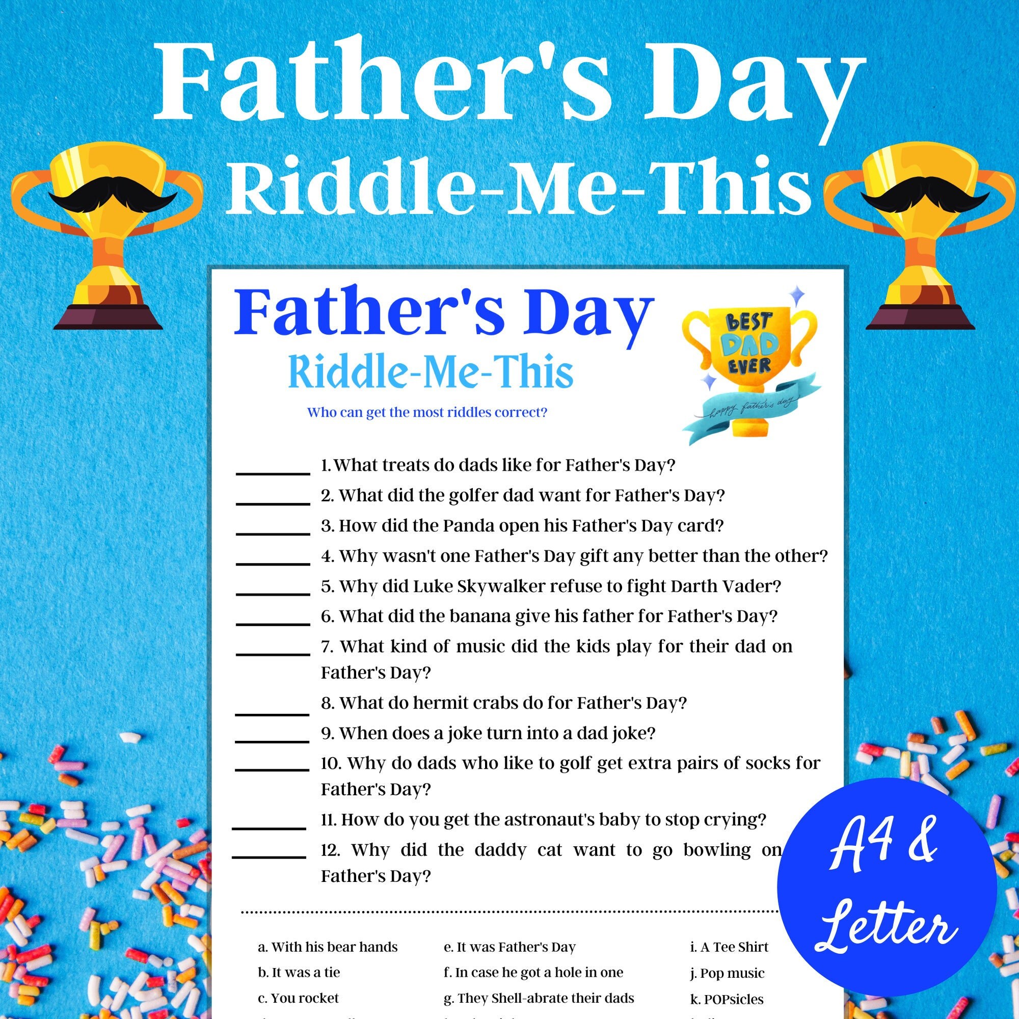 Father's Day Riddle-me-this Game Printable Family Game - Etsy