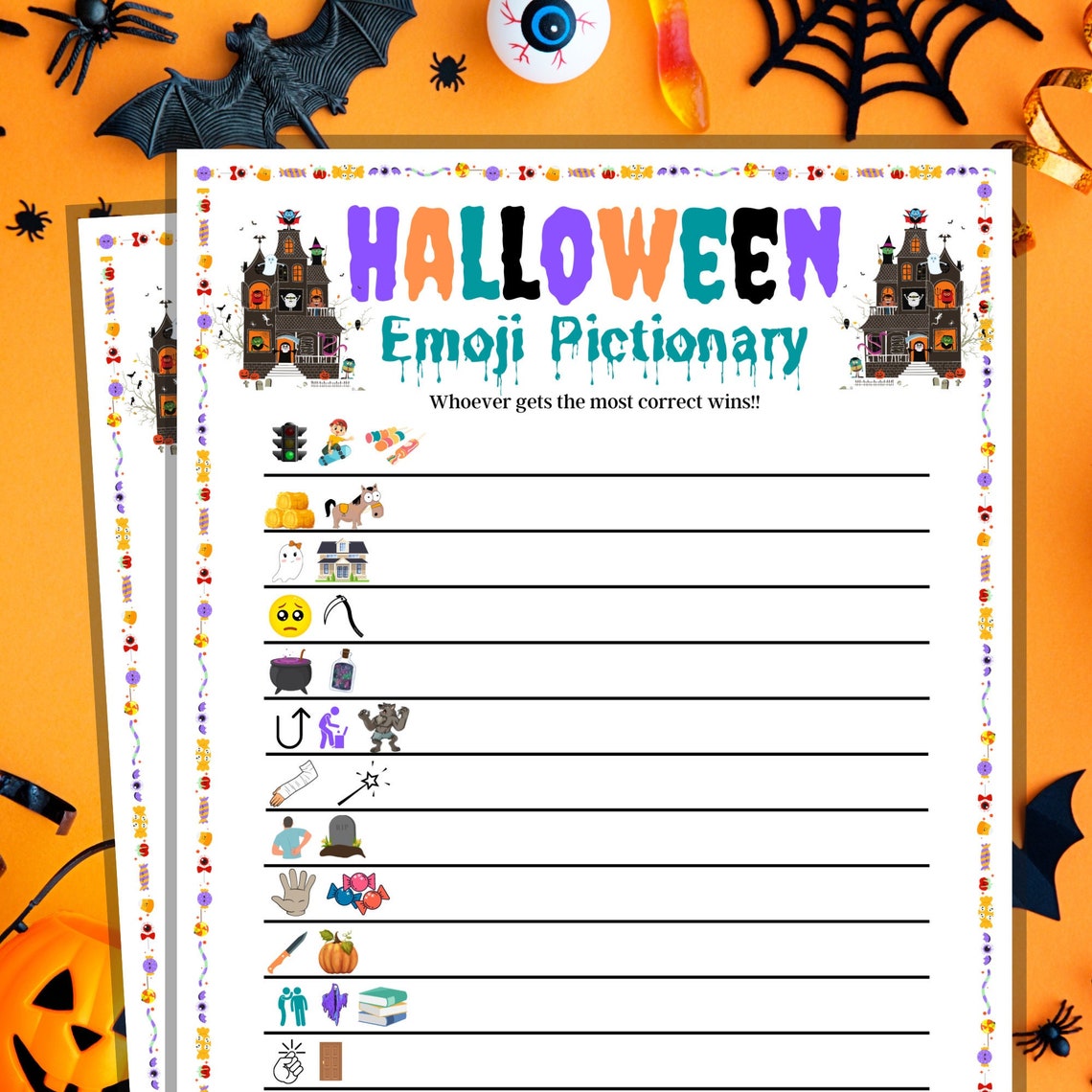 Halloween Emoji Pictionary Game Game for Kids Game for - Etsy