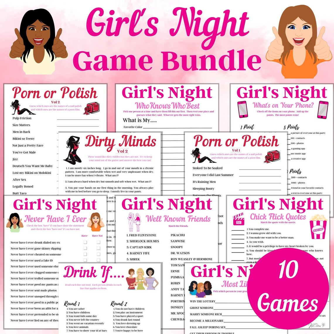 Girls Night Game Bundle 10 Game Bundle Adult Girls Night - Etsy