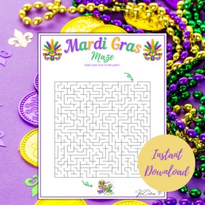 Mardi Gras Maze, Family Game, Mardi Gras Activity, Adult Game, Games ...