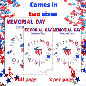 Memorial Day Scavenger Hunt, Printable Family Game, Game for Kids, Game ...