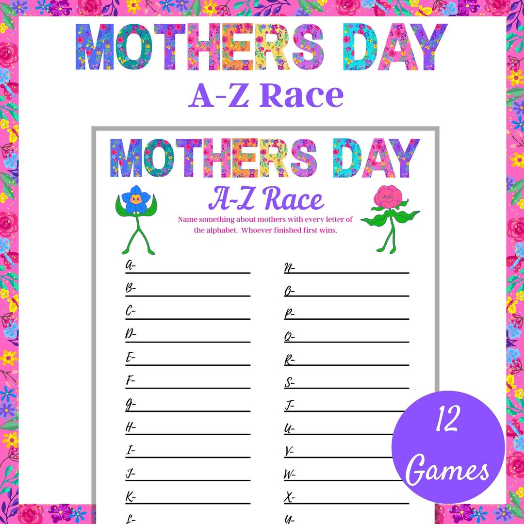 Mother's Day Game A-Z Race Family Game Virtual Party - Etsy