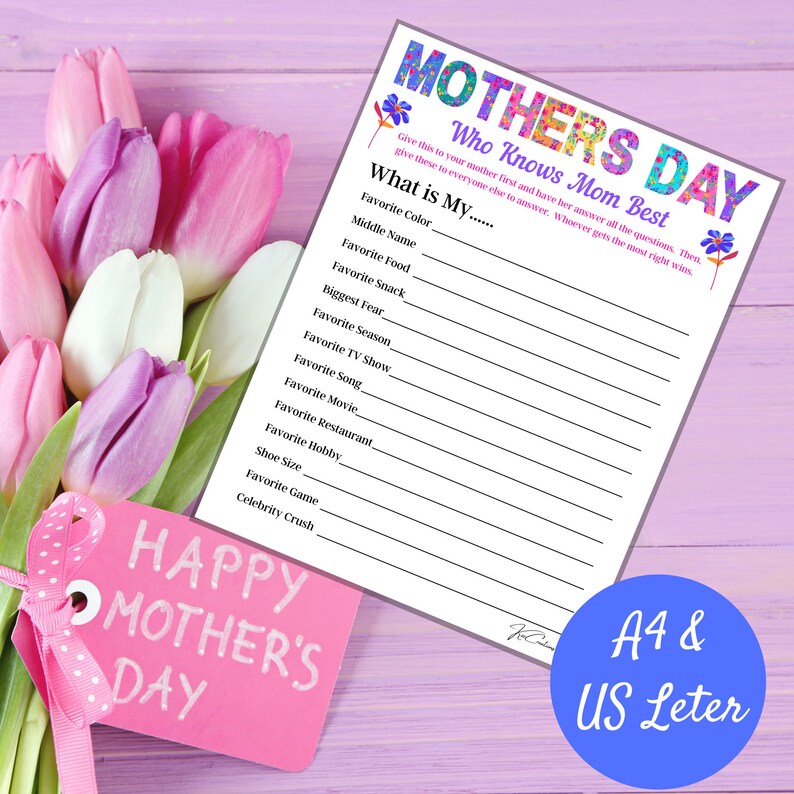 Mother's Day Game Who Knows Mom Best Family Game Virtual - Etsy