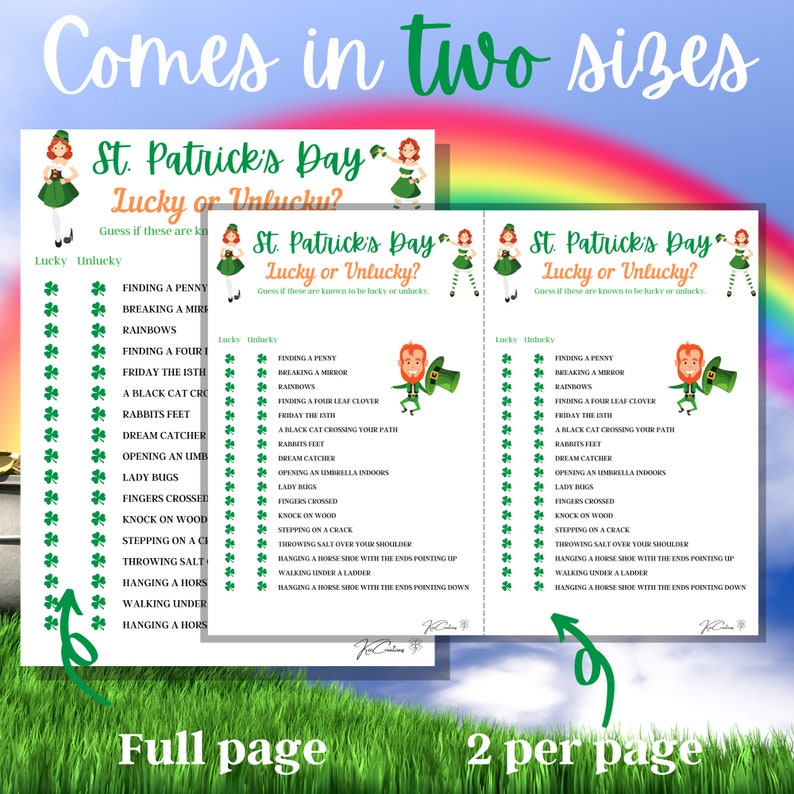 St Patrick's Day Game Lucky or Unlucky Family Game - Etsy