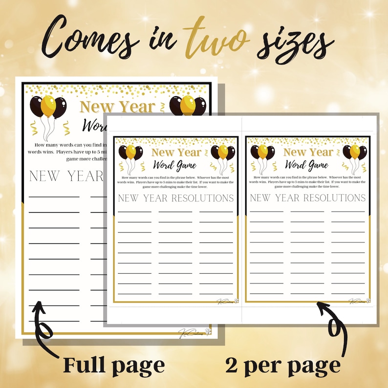 New Years Eve Word Game Printable NYE Game Activity for - Etsy