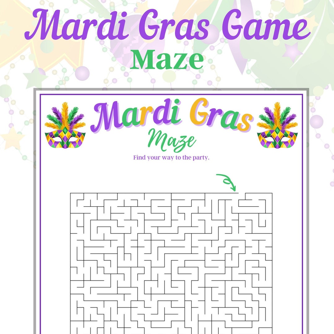Mardi Gras Maze, Family Game, Mardi Gras Activity, Adult Game, Games ...