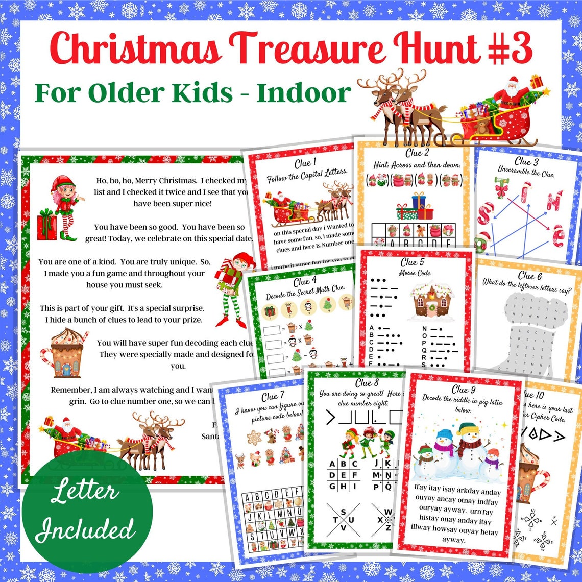 Christmas Scavenger Hunt Letter From Santa Indoor Christmas - Etsy