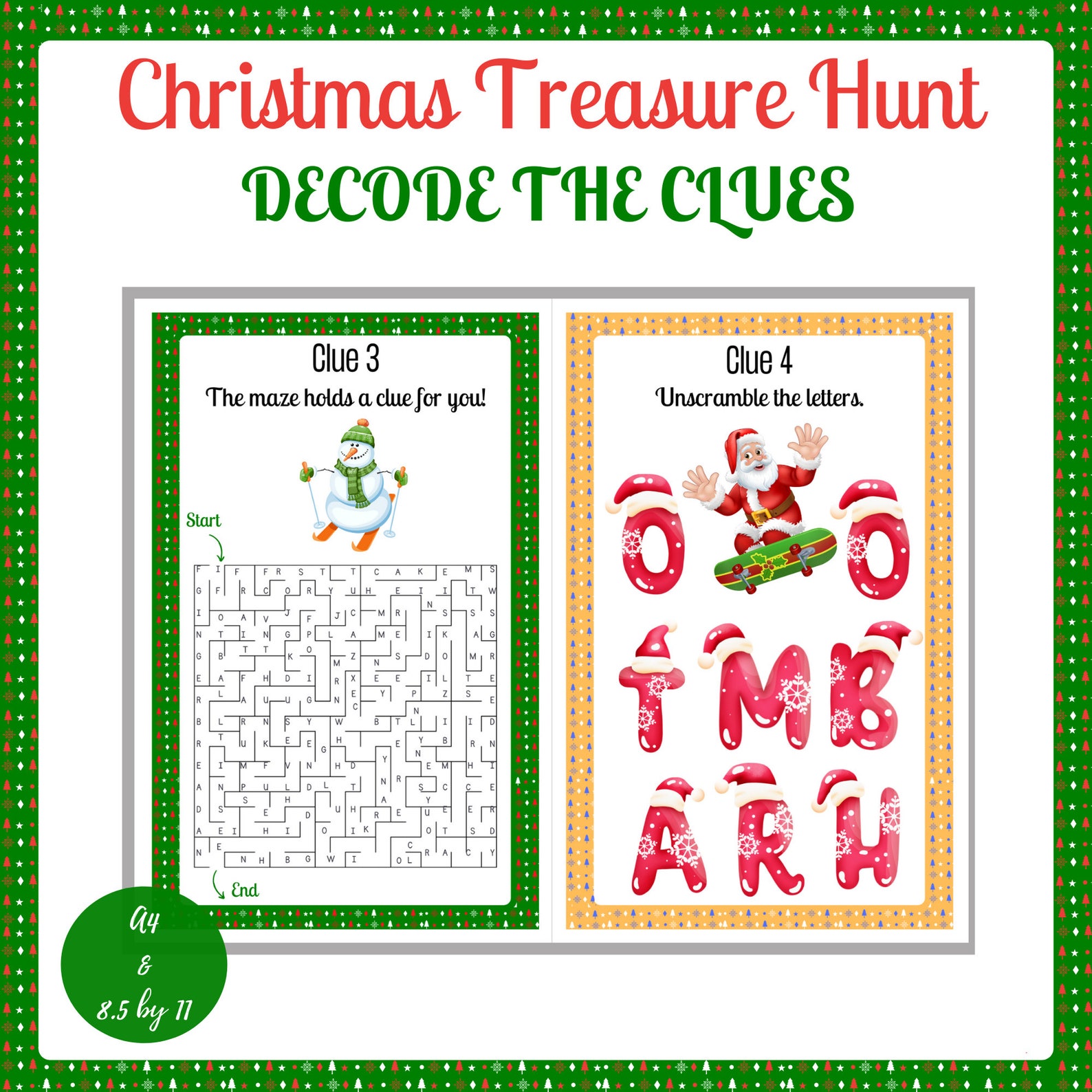 Christmas Treasure Hunt Crack the Code Christmas Indoor | Etsy