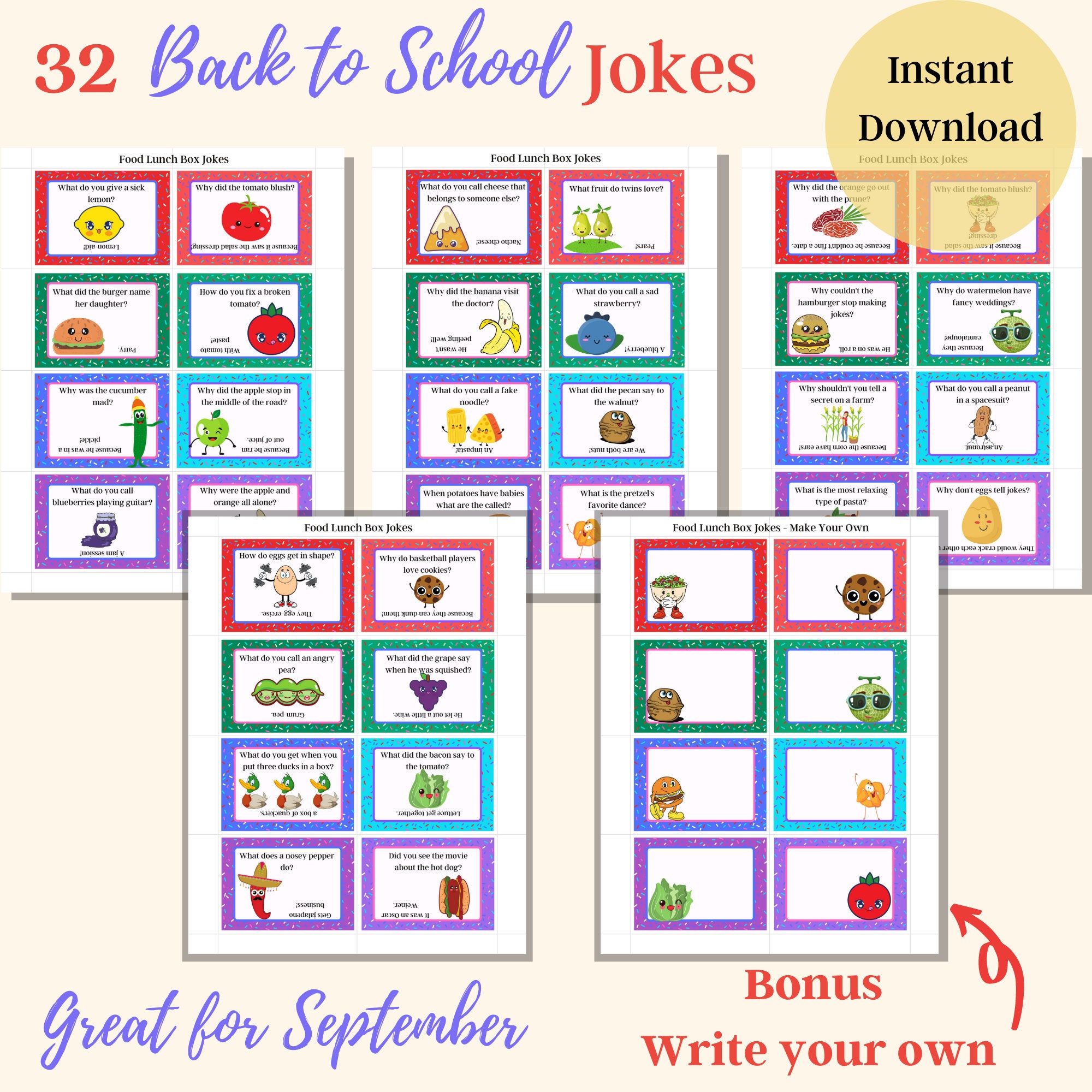 Lunch Box Jokes Mega Bundle Notes for Multiple Kids Joke of - Etsy