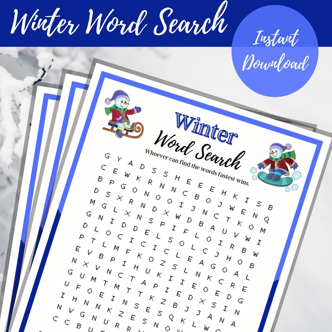Winter Word Search, Activity for Kids, Winter Game, Kids Game, Family ...