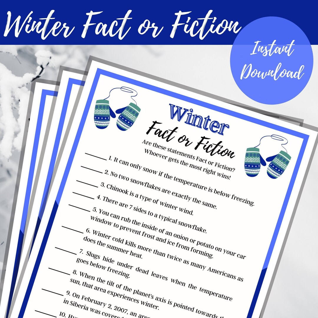 Winter Fact or Fiction, Winter Game, Family Activity Activity for Kids ...