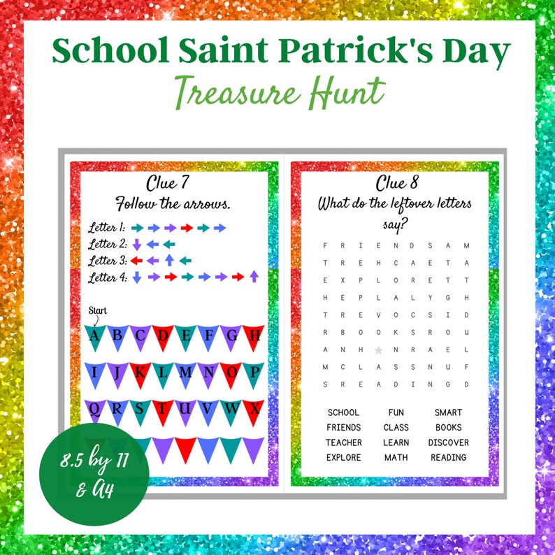 School St Patrick's Day Treasure Hunt, Difficult Clues (PDF Pattern) - Etsy