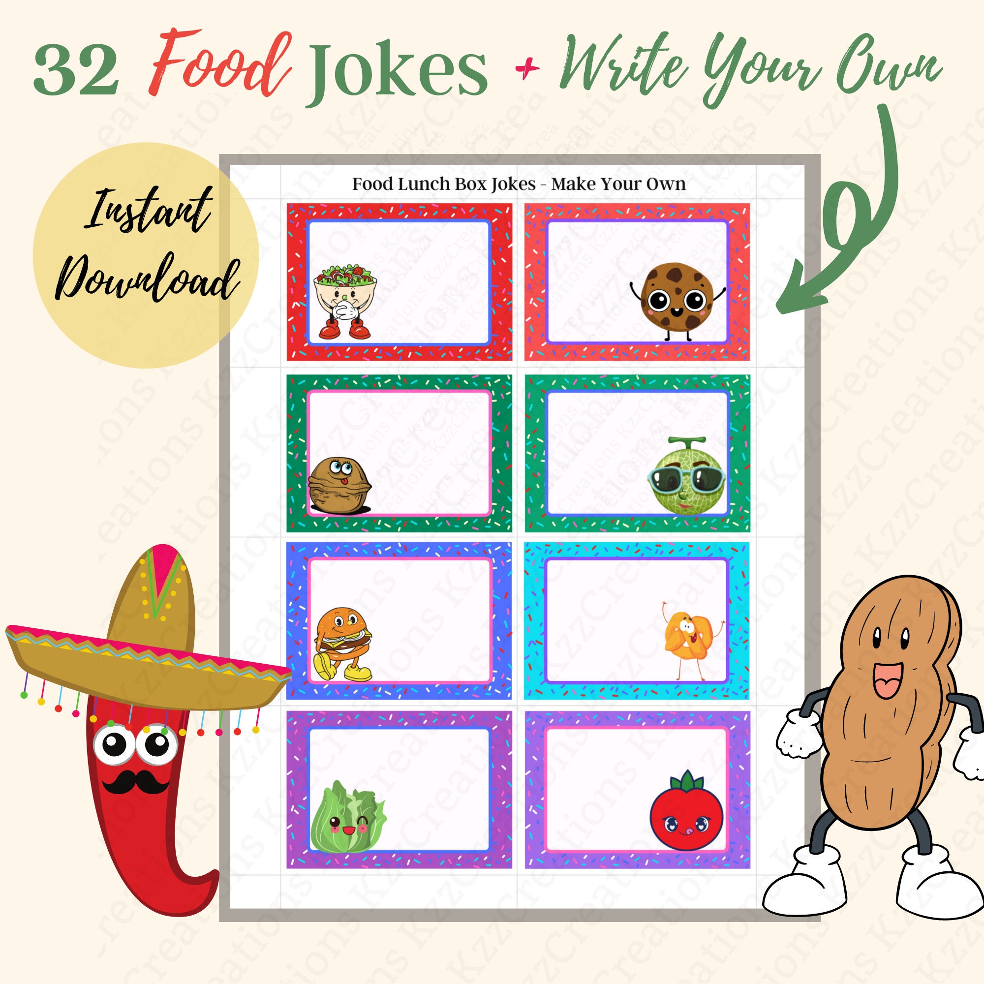 Food Lunch Box Jokes Notes for Kids Food Riddles Joke of - Etsy