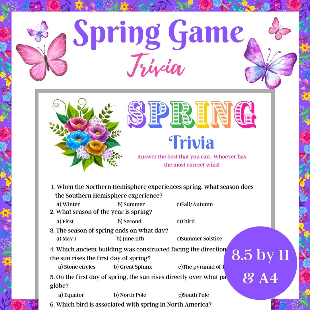 Spring Trivia, Family Game, Classroom Game, Spring Activity, Game for ...
