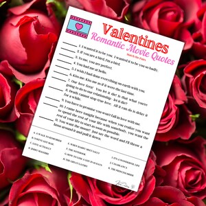 Valentine's Day Game Movie Quotes, Printable Family Game, Virtual Party ...