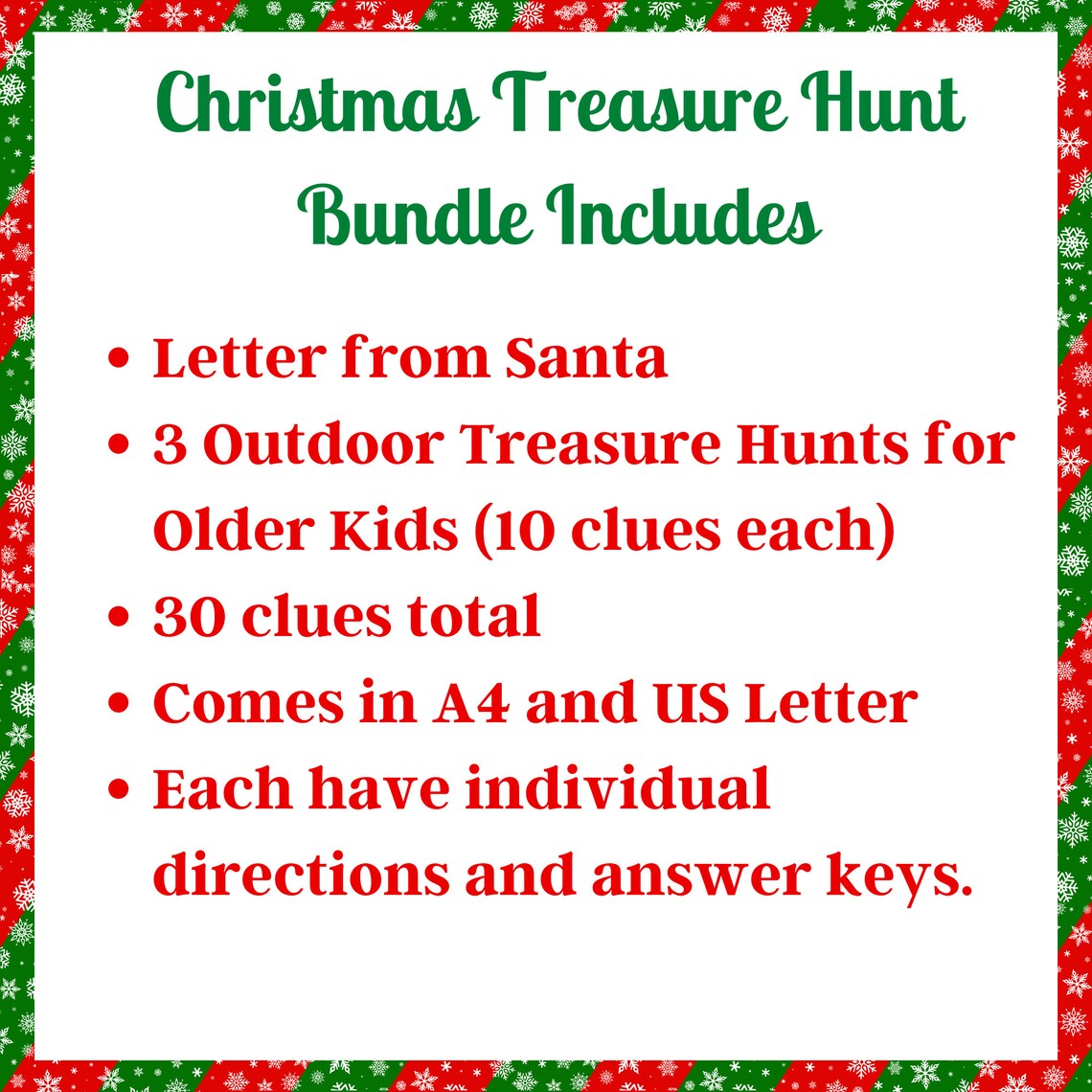 Outdoor Christmas Treasure Hunts Letter From Santa 3 Outdoor - Etsy