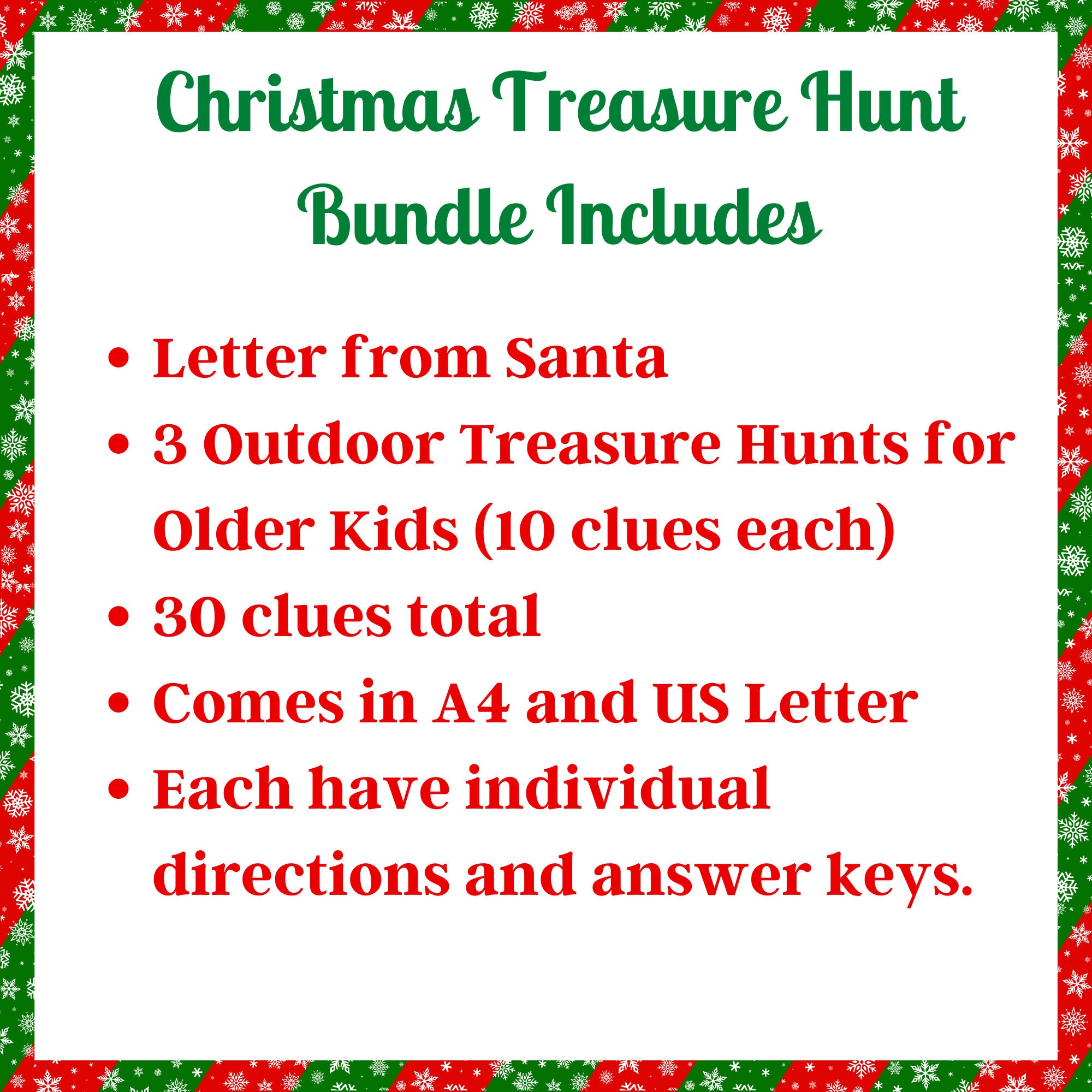 Outdoor Christmas Treasure Hunts, Letter From Santa (instant Download ...