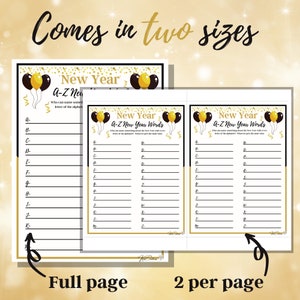 New Year A-Z Game, Printable New Year Game, Activity for Families, New ...
