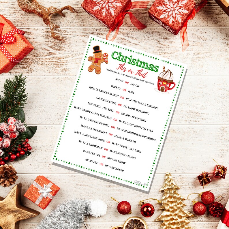 Christmas This or That Game Printable Family Game Activity - Etsy
