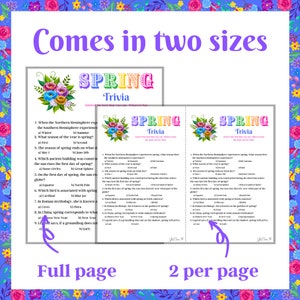 Spring Trivia, Family Game, Classroom Game, Spring Activity, Game for ...