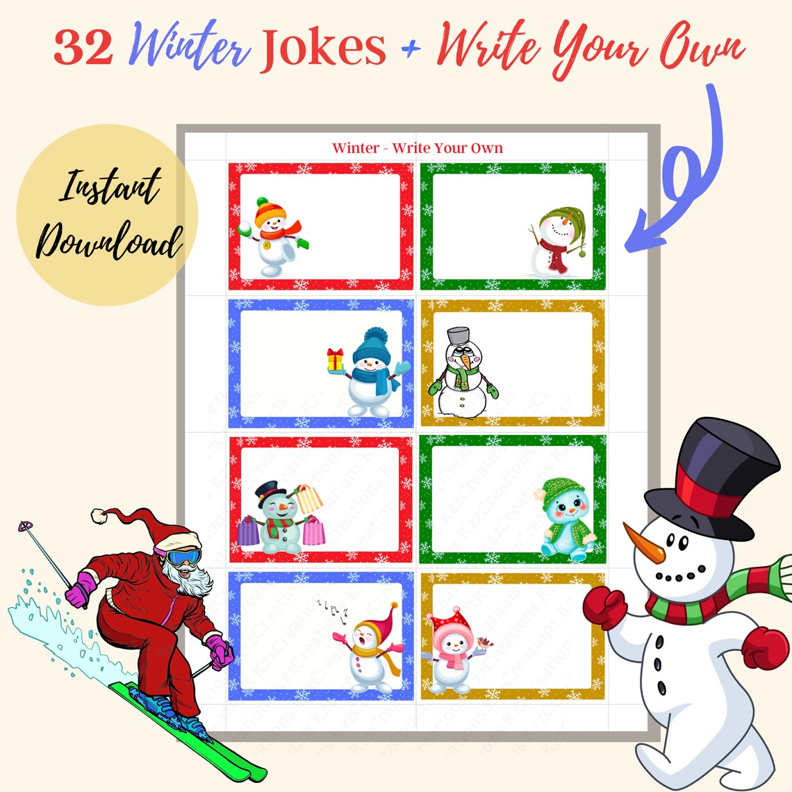 Winter Lunch Box Jokes Notes for Kids Christmas/winter - Etsy