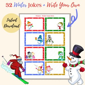 Winter Lunch Box Jokes, Notes for Kids, Christmas/winter Riddles, Joke ...
