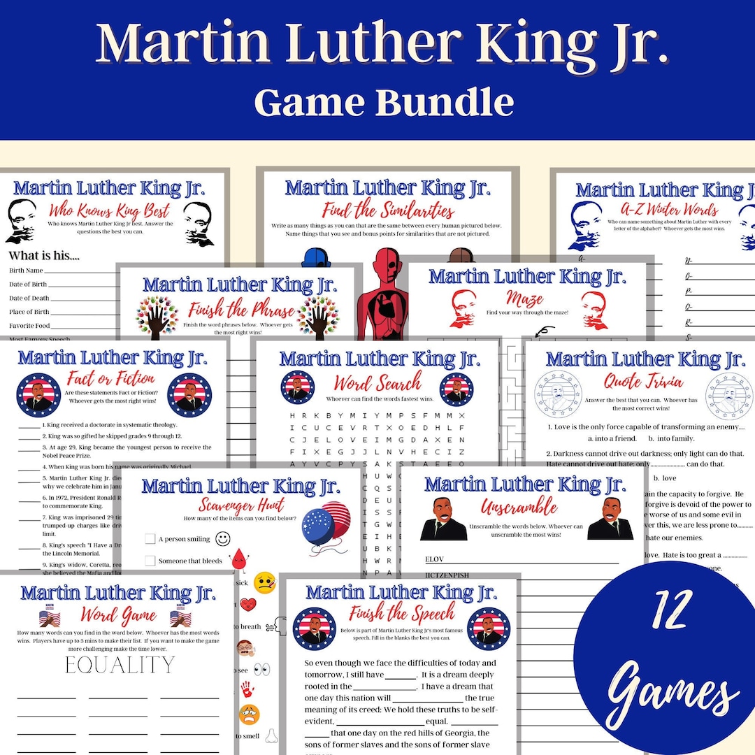 MLK Jr Day Game Bundle, Celebrate Martin Luther King, Classroom Games ...