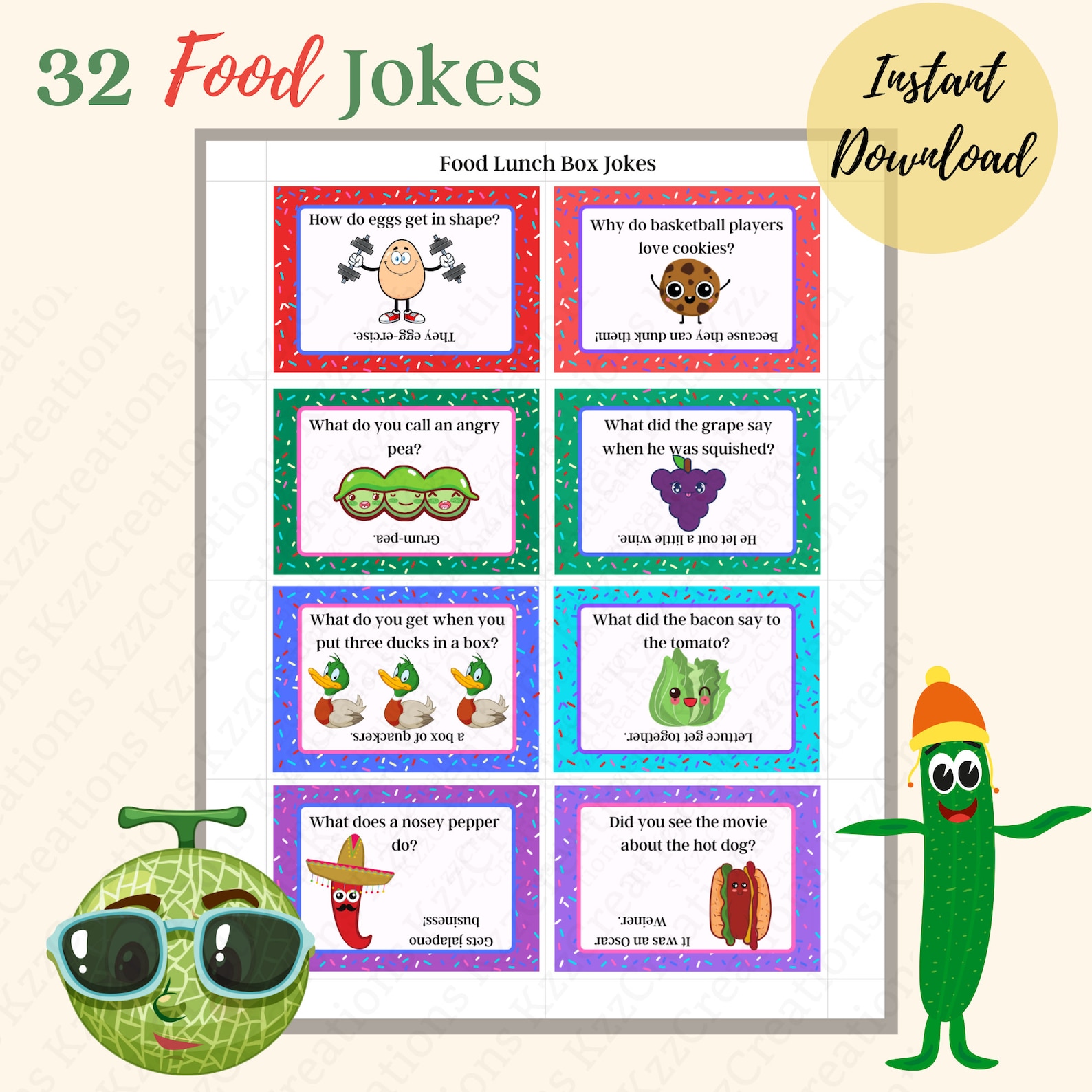 Food Lunch Box Jokes Notes for Kids Food Riddles Joke of - Etsy