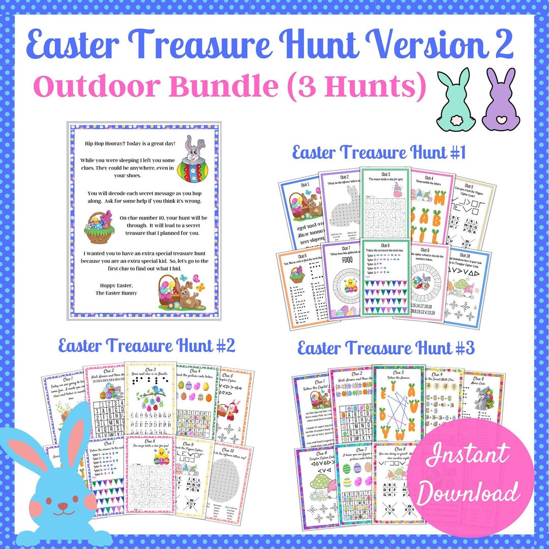 Easter Scavenger Hunt Bundle, Vol 2, Easter Bunny Letter, 3 Outdoor ...