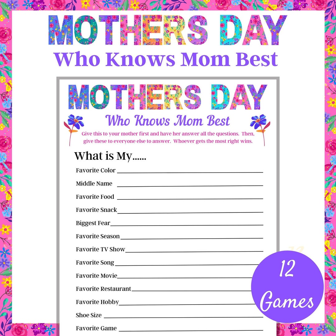 Mother's Day Game Who Knows Mom Best, Family Game, Virtual Party Game ...