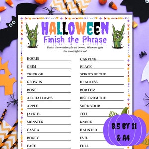 Halloween Finish the Phrase, Game for Kids, Game for Adults, Virtual ...
