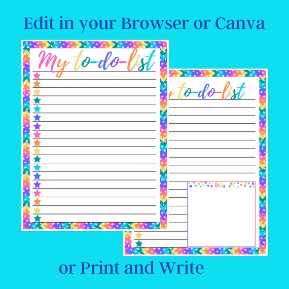 Colorful to Do List Editable Template Colorful List for - Etsy