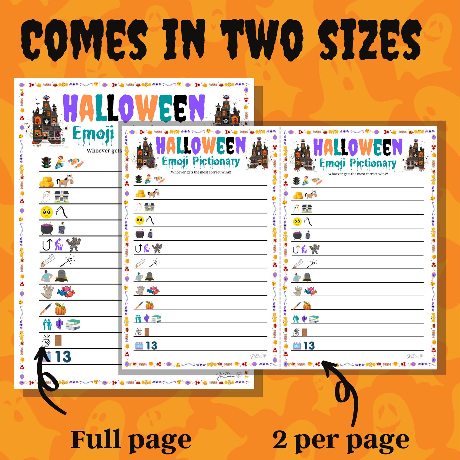 Halloween Emoji Pictionary Game Game for Kids Game for - Etsy