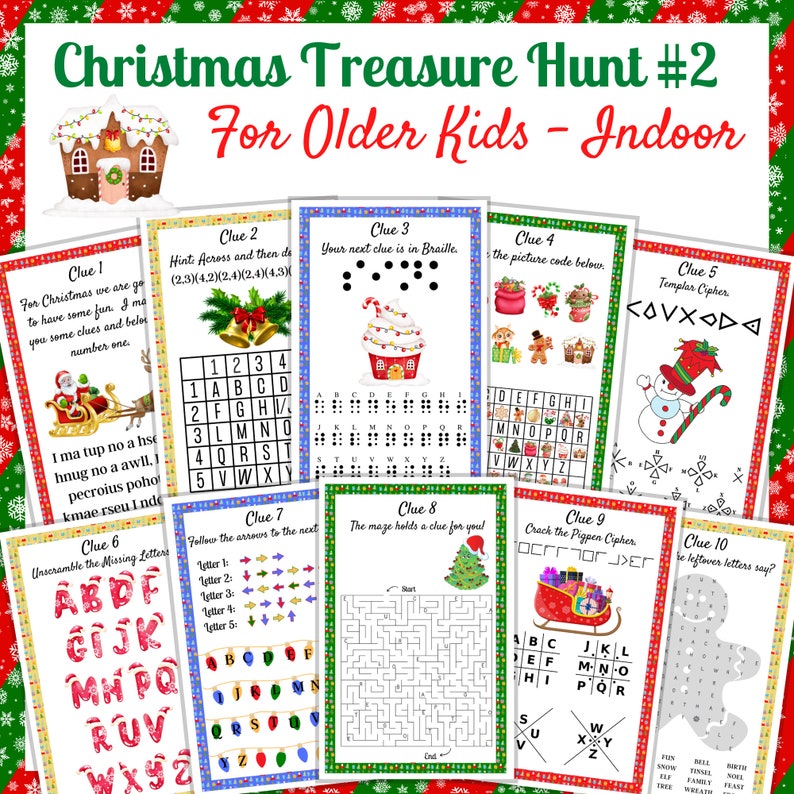 Indoor Christmas Scavenger Hunts Letter From Santa 3 Indoor - Etsy