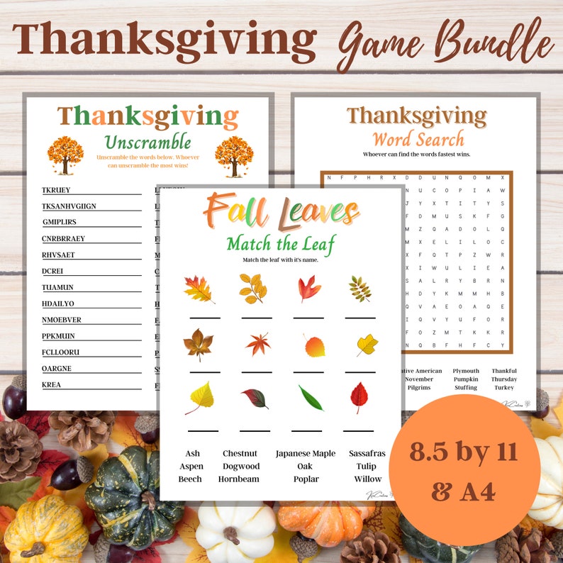 Thanksgiving Game Bundle, 20 Printable Activities (instant Download) - Etsy