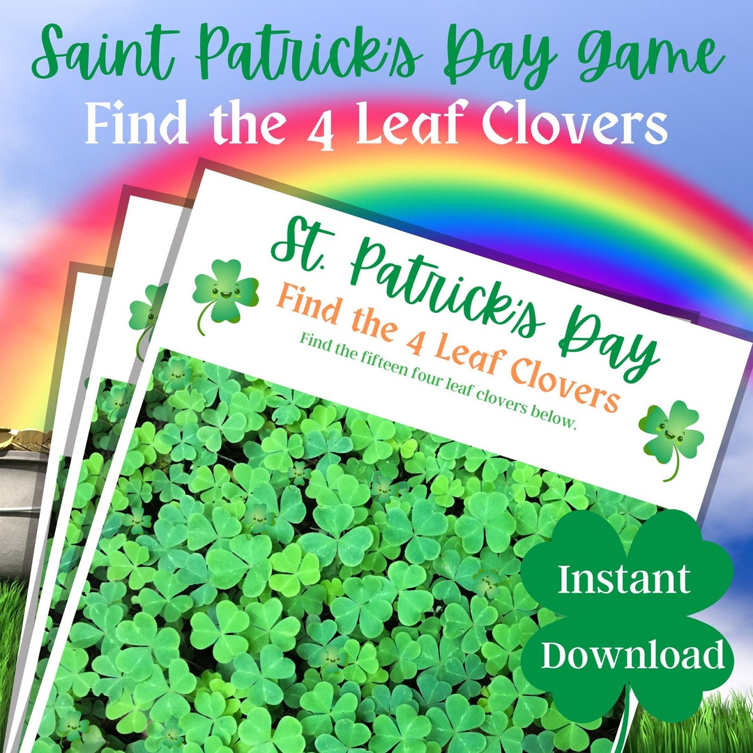 St Patrick's Day Game, Find the 4 Leaf Clovers, Game for Kids, Saint ...