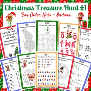 Indoor Christmas Scavenger Hunts, Letter From Santa, 3 Indoor Treasure ...