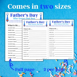 Father's Day Who Knows Dad Best Game, Printable Family Game, Virtual ...