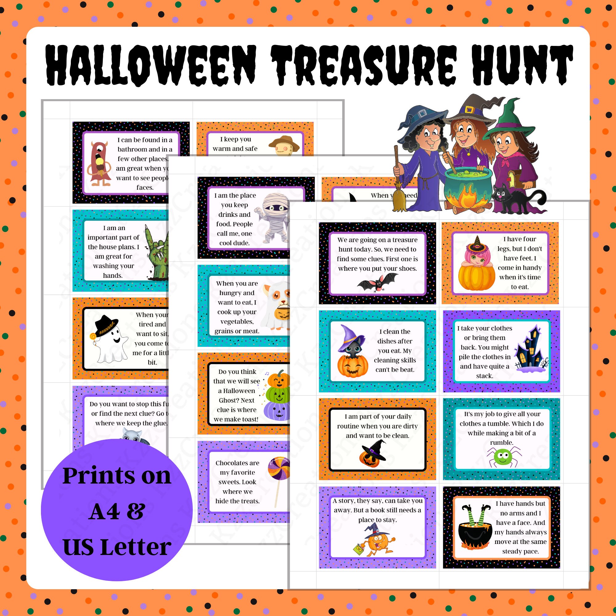 Halloween Treasure Hunt Indoor Scavenger Hunt Halloween Game - Etsy