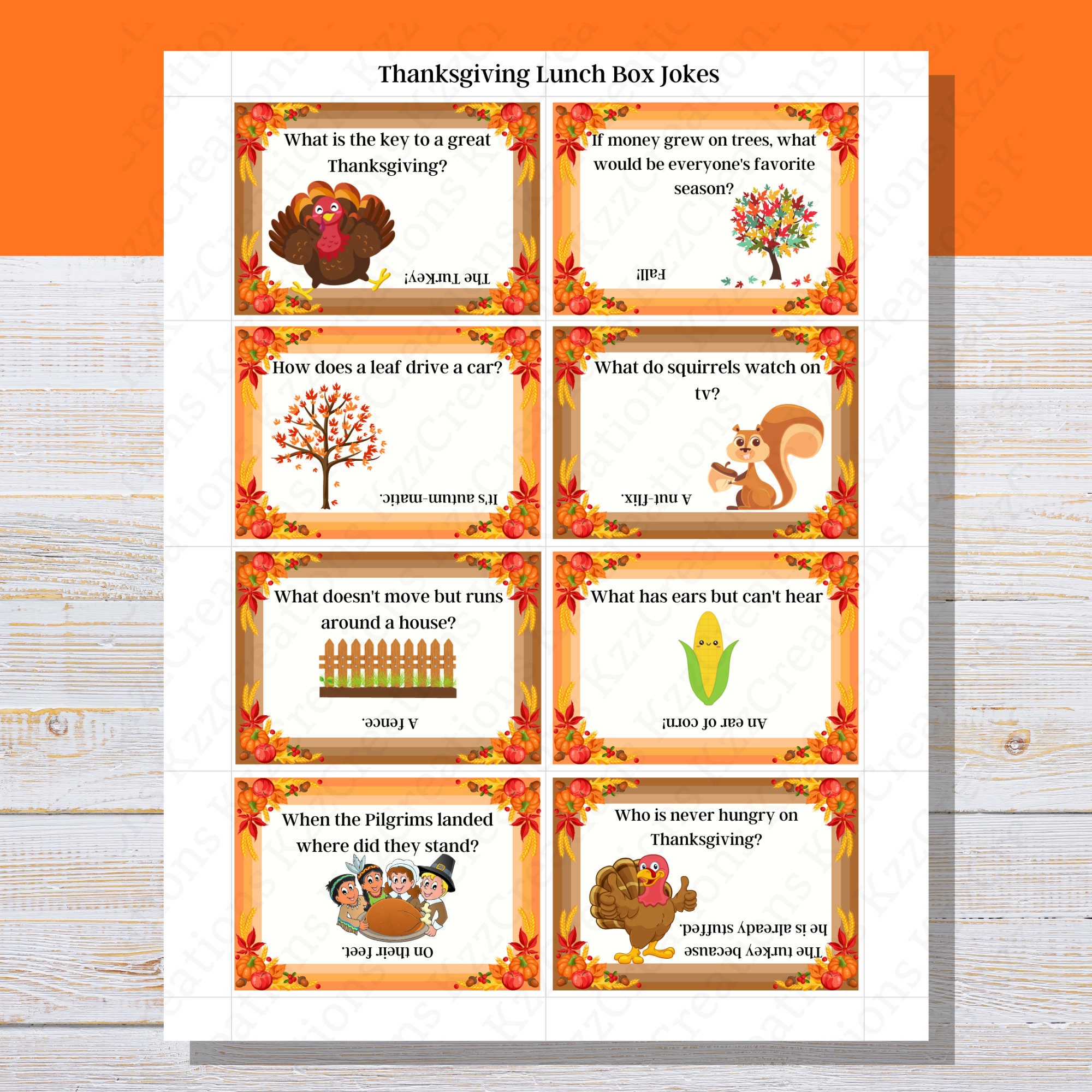 Thanksgiving Lunch Box Jokes Notes for Kids Fall/autumn - Etsy