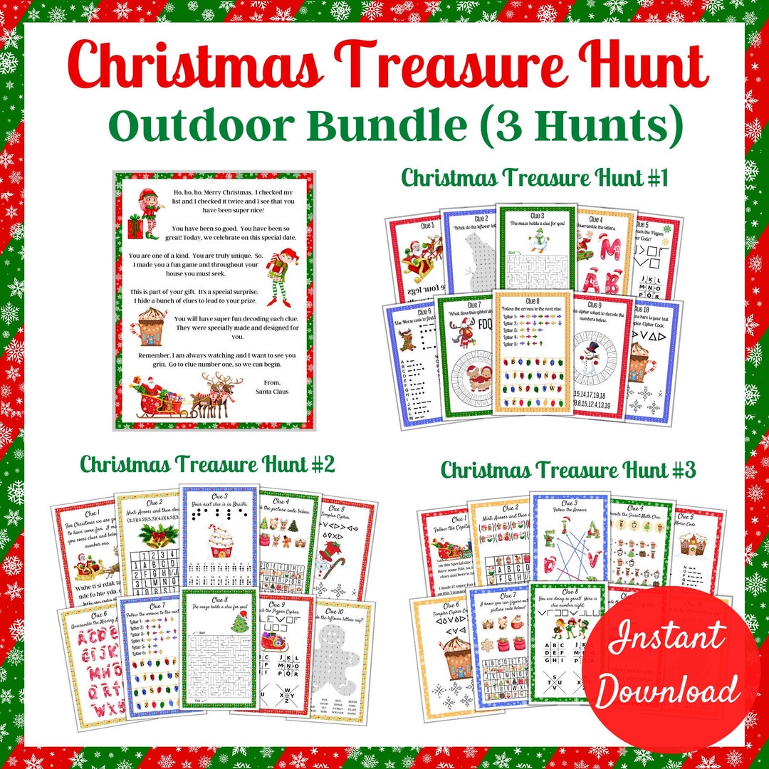 Outdoor Christmas Treasure Hunts, Letter From Santa, 3 Outdoor ...