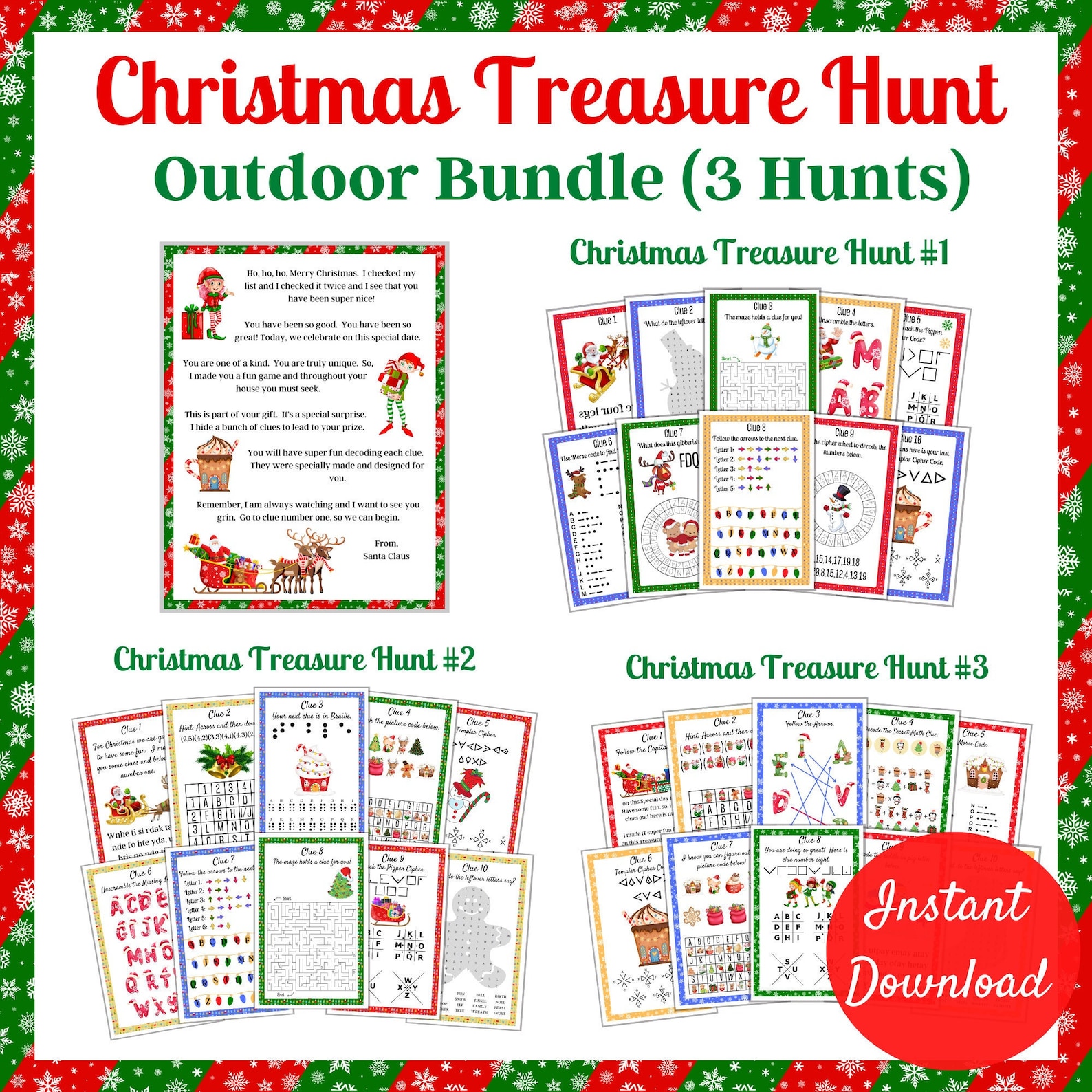 Outdoor Christmas Treasure Hunts Letter From Santa 3 Outdoor - Etsy