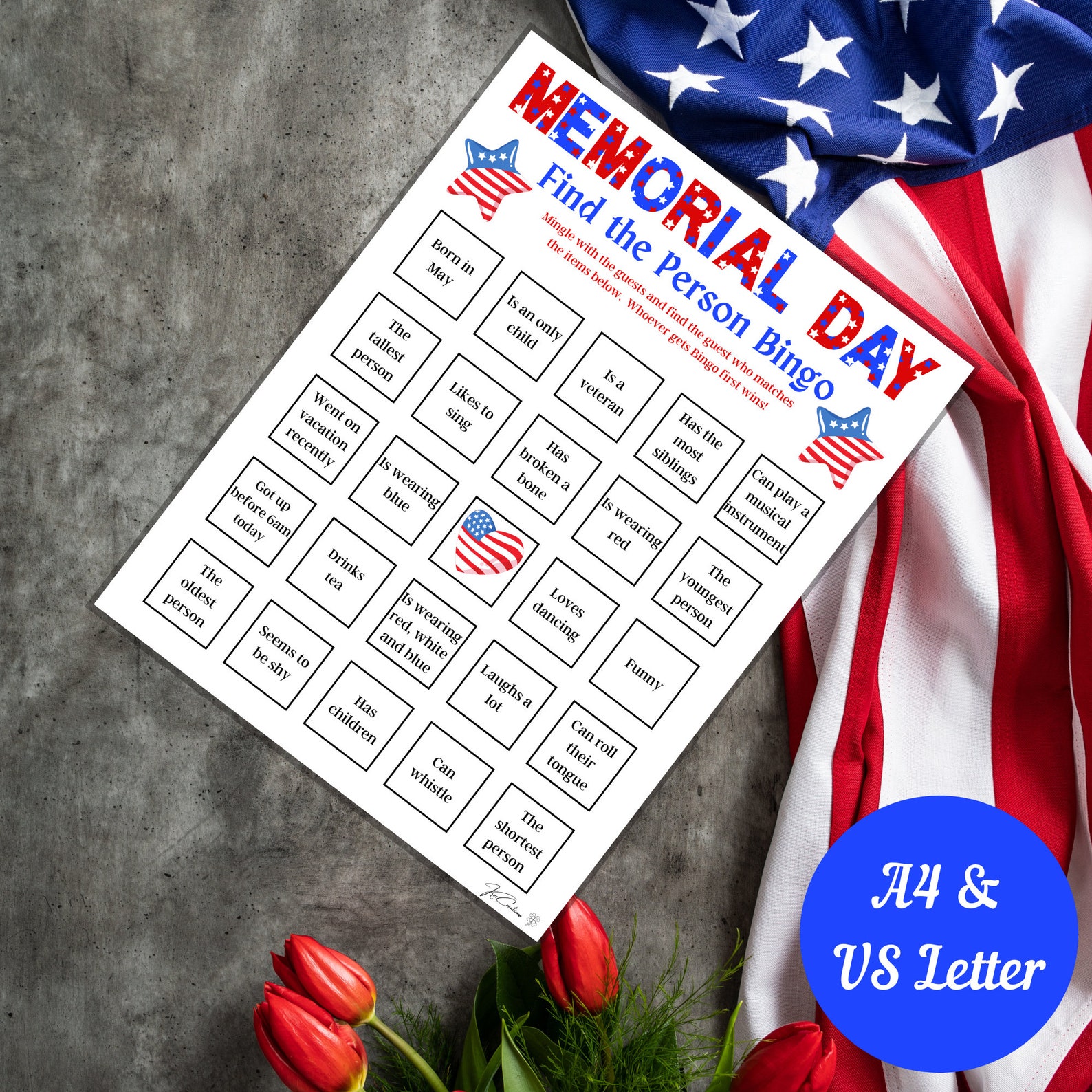 Memorial Day Find the Person Bingo Game Printable Family - Etsy